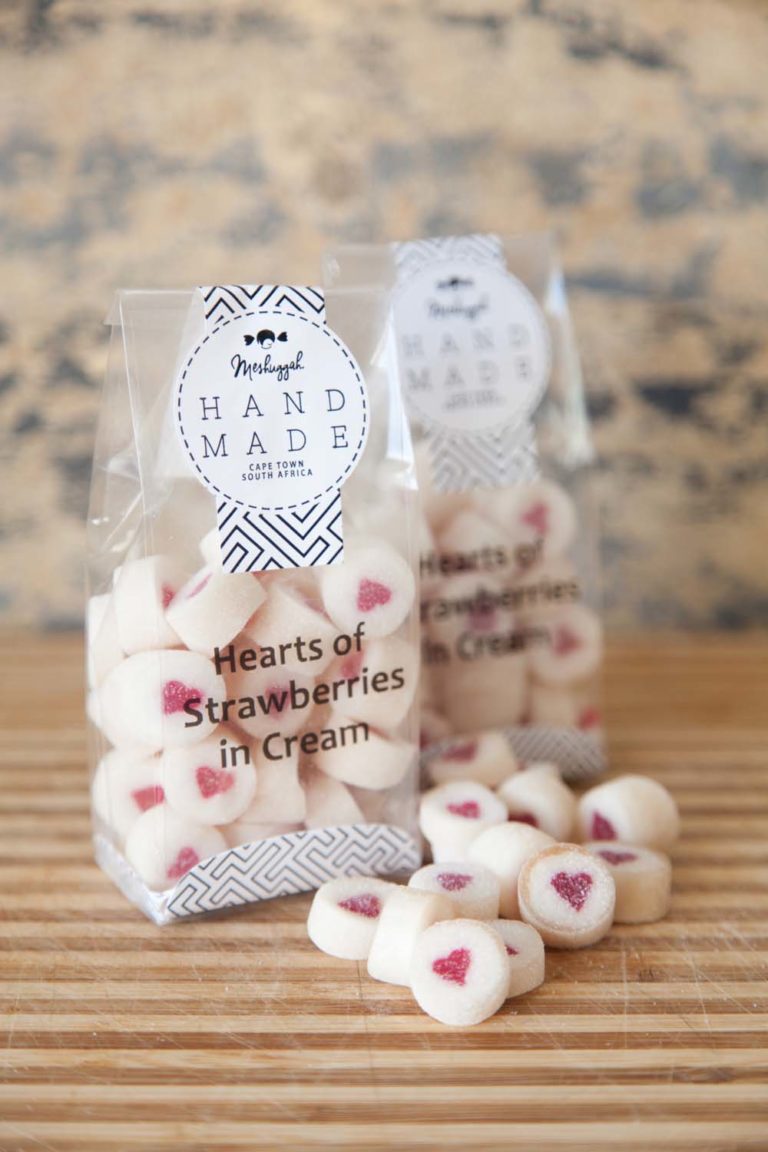 "Hearts of Strawberries in Cream" Rock Candy 100g - Meshuggah